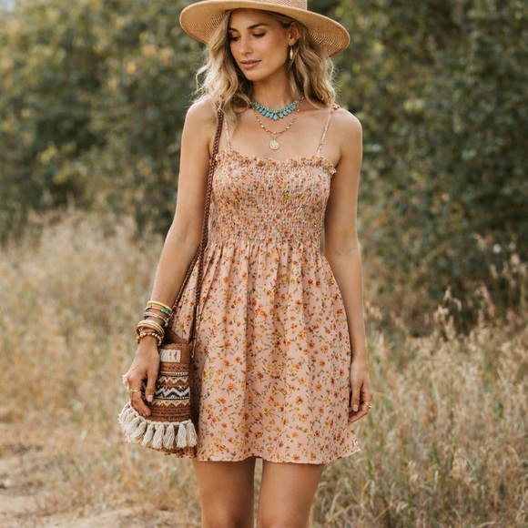 RESA | Dresses | Resa 9s Style Romantic Floral Smocked Mini Sundress Xs ...
